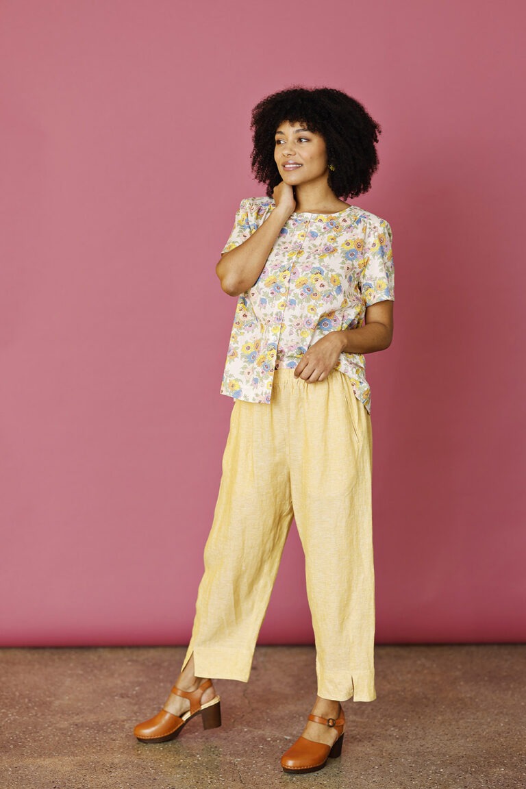 gule hørbukser | elastik | 100% hør | bukser til kvinder | mcverdi